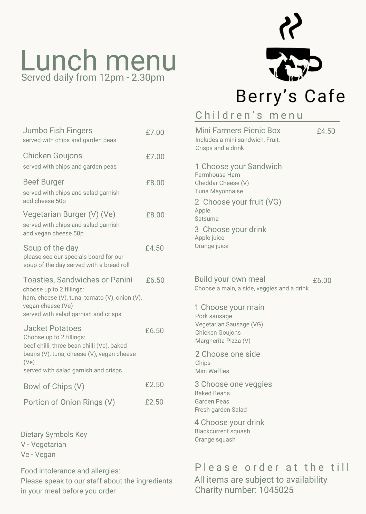 Menu Berrys Cafe